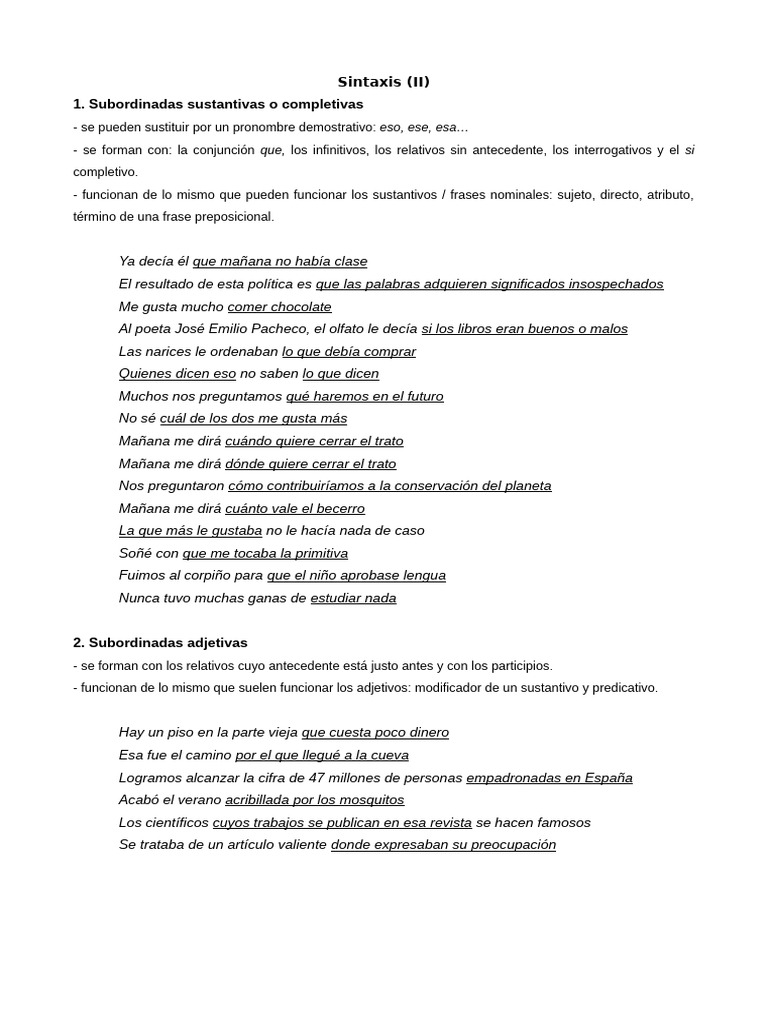 Sintaxis II | PDF | Oración (Lingüística) | Mecánica del lenguaje