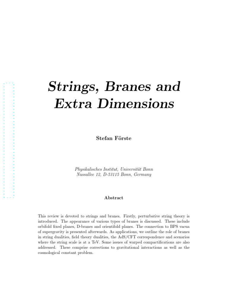 Strings, Branes and - Froste | PDF | String Theory | Fundamental Interaction