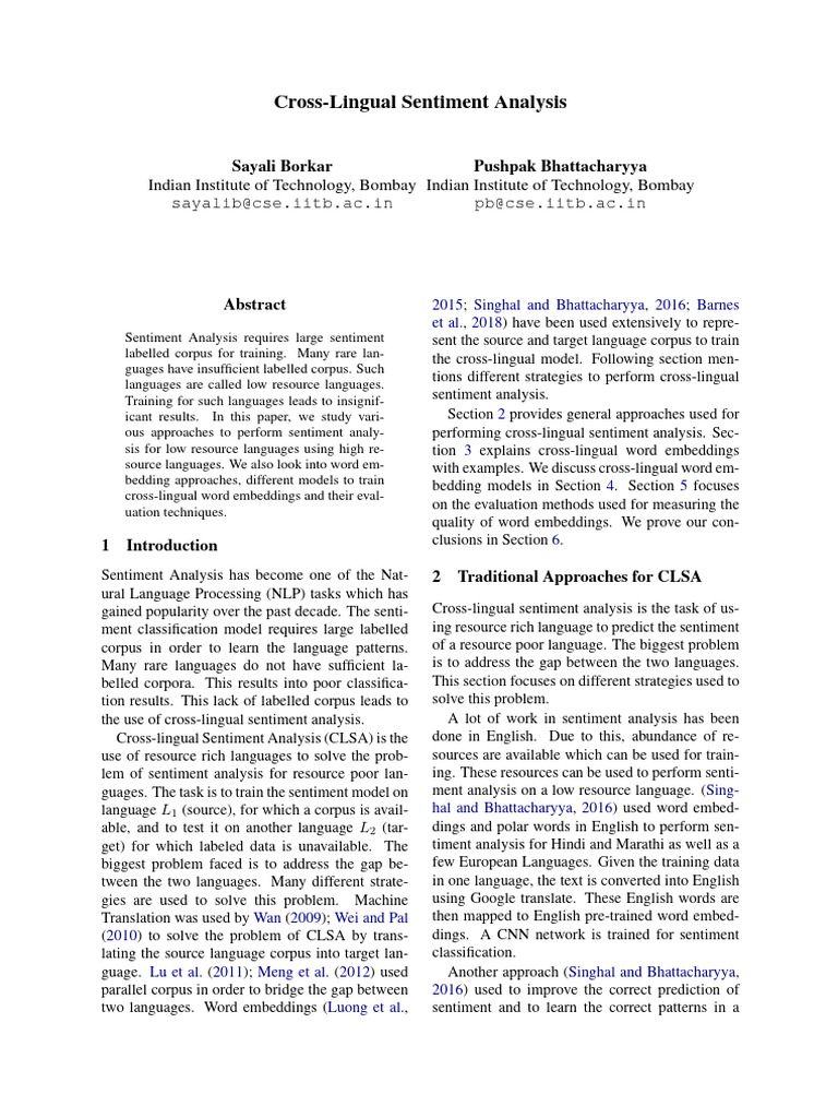 Survey_Paper_CLSA | PDF | Multilingualism | Vector Space