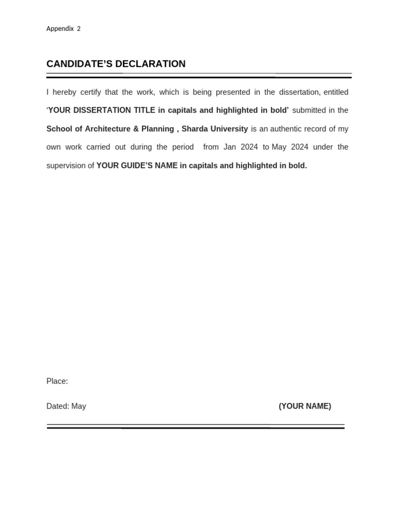 CANDIDATE Declaration | PDF