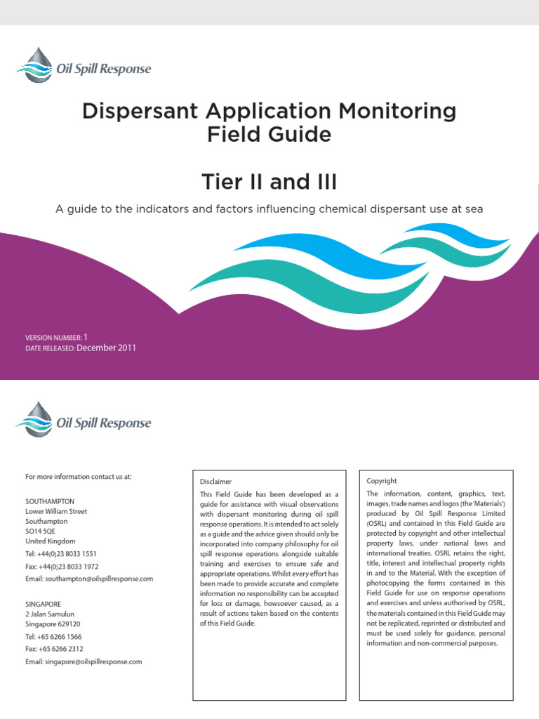 Dispersant Application Monitoring Tier II and III Field Guide | PDF ...