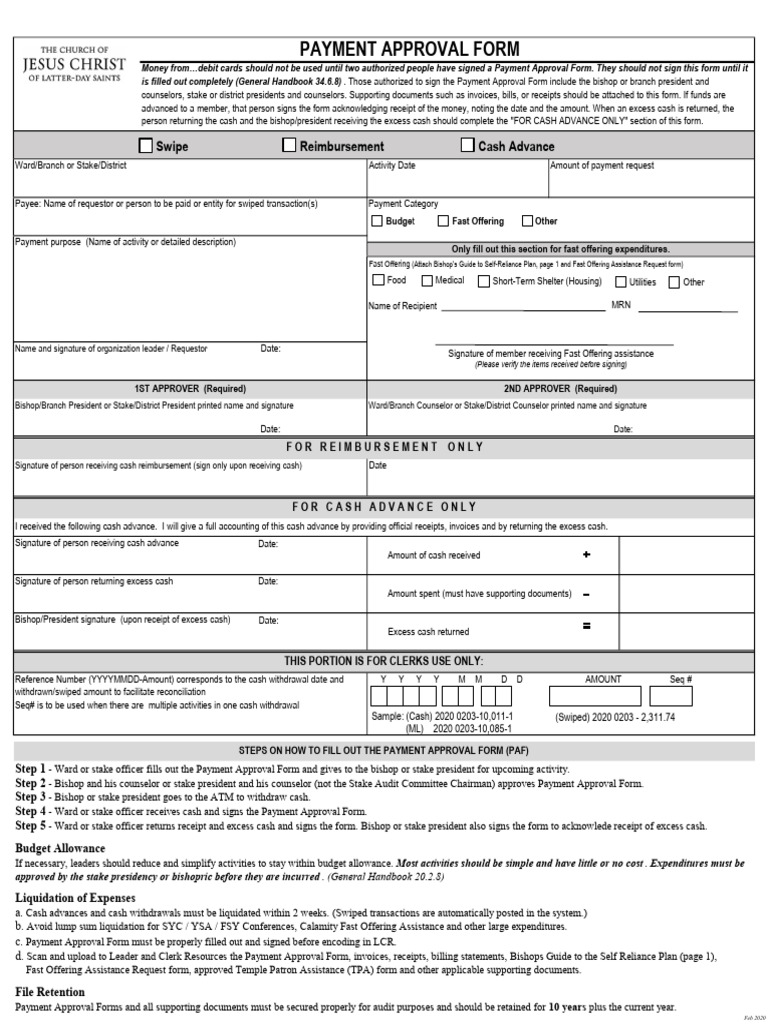 Payment Approval Form LDS | PDF | Payments | Receipt