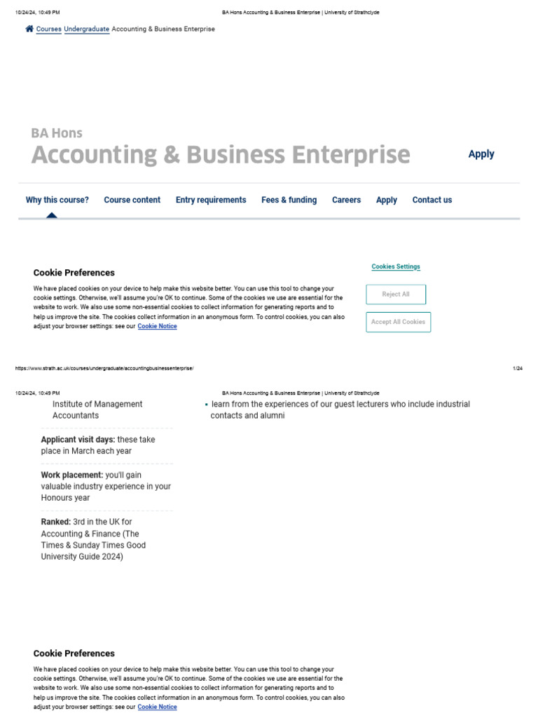 BA Hons Accounting & Business Enterprise | PDF | Accounting | Http Cookie