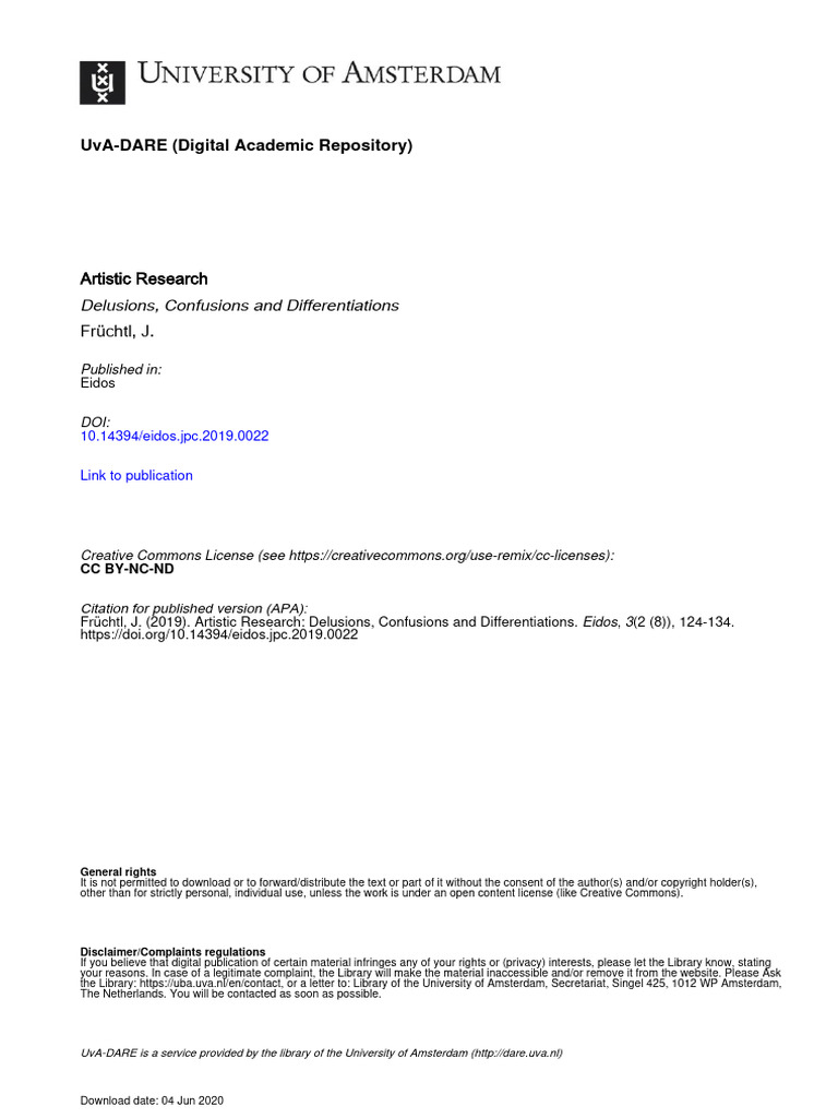 Artistic Research Delusions Confusions A | PDF | Experience | Aesthetics
