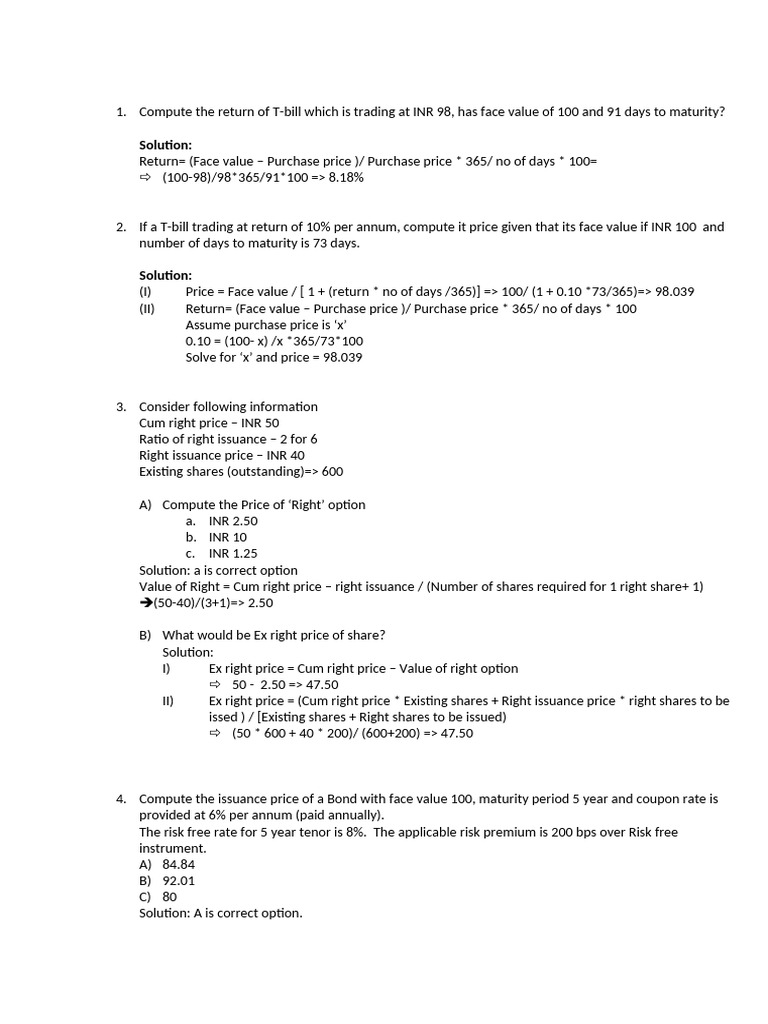 Practice Question Set | PDF | Share Repurchase | Dividend