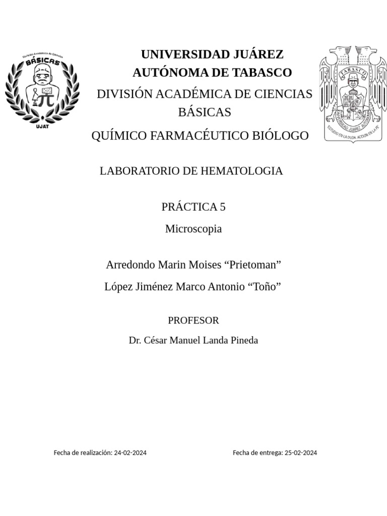 Practica 5. Micros | PDF | Hematología | Microscopio