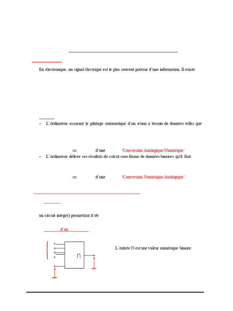 Cours sur les Convertisseurs CAN et CNA | PDF | Données numériques ...