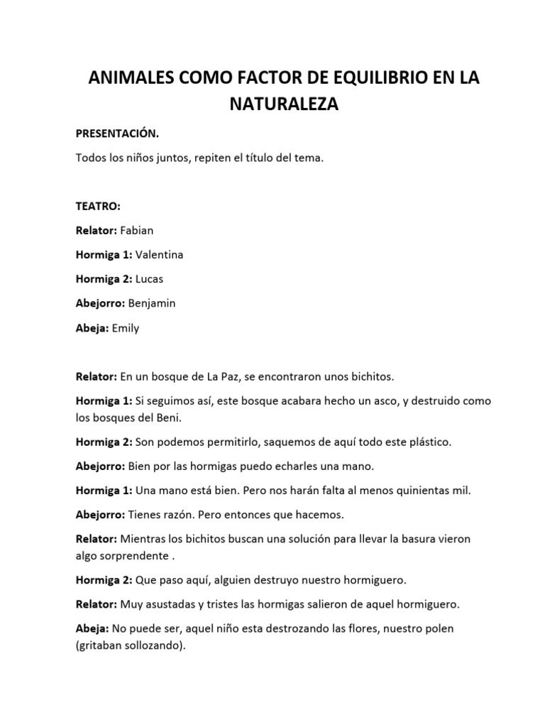 Animales Como Factor de Equilibrio Libreto | PDF