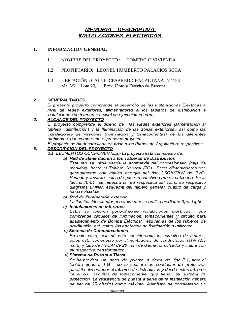 Md. Instalaciones Electricas | PDF | Resistencia Eléctrica y Conductancia | Ingenieria Eléctrica