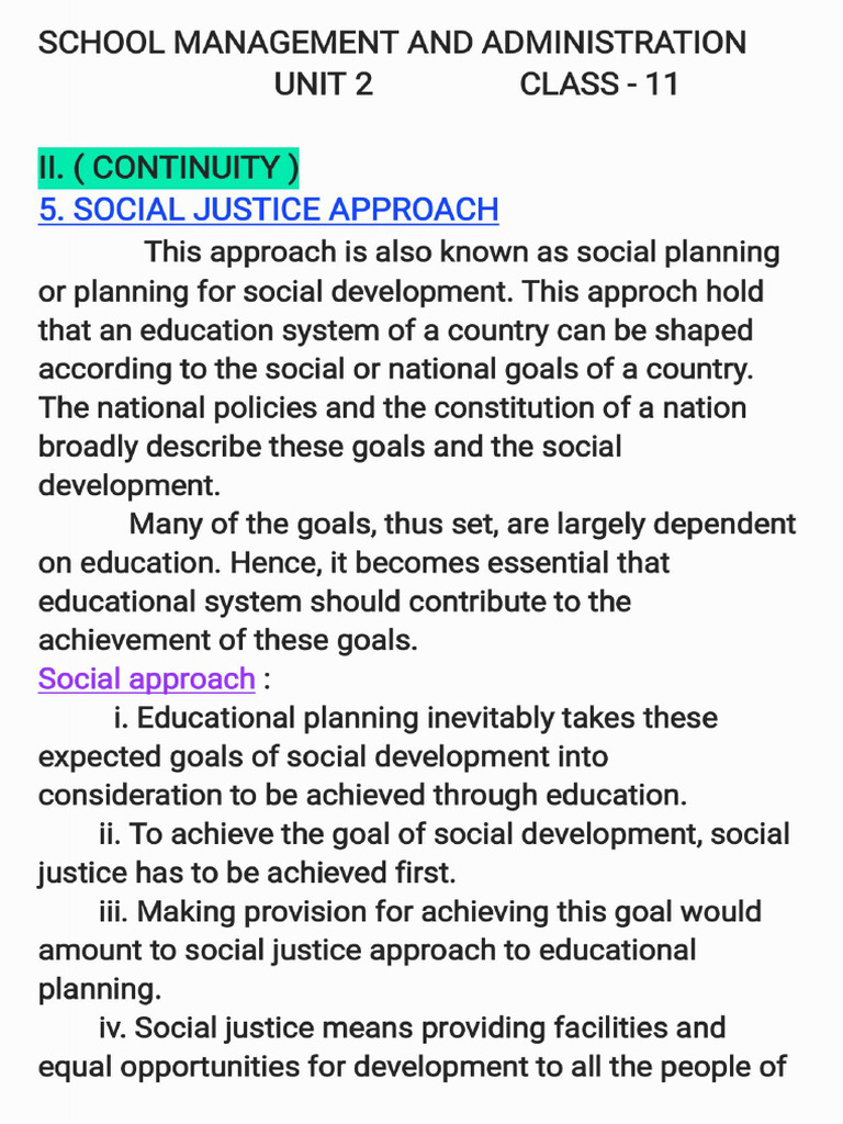 SCHOOL MANAGEMENT AND ADMINISTRATION _ UNIT 2 _ CLASS 11 | PDF