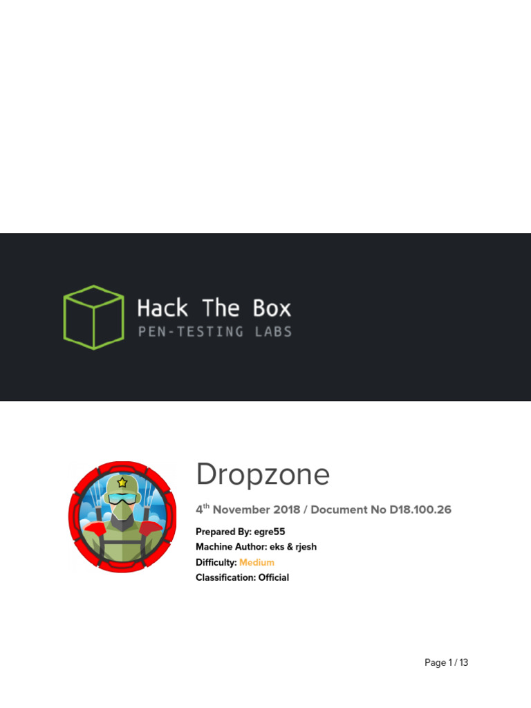 139-Dropzone HTB Official Writeup Tamarisk | PDF | Computer Science | Computing