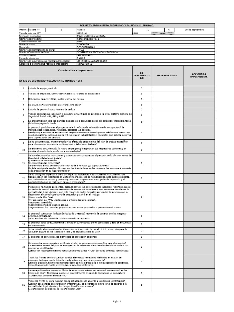 Lista de chequeo SST (1) | PDF | Simulación
