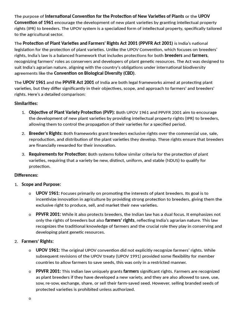 The purpose of International Convention for the Protection of New ...