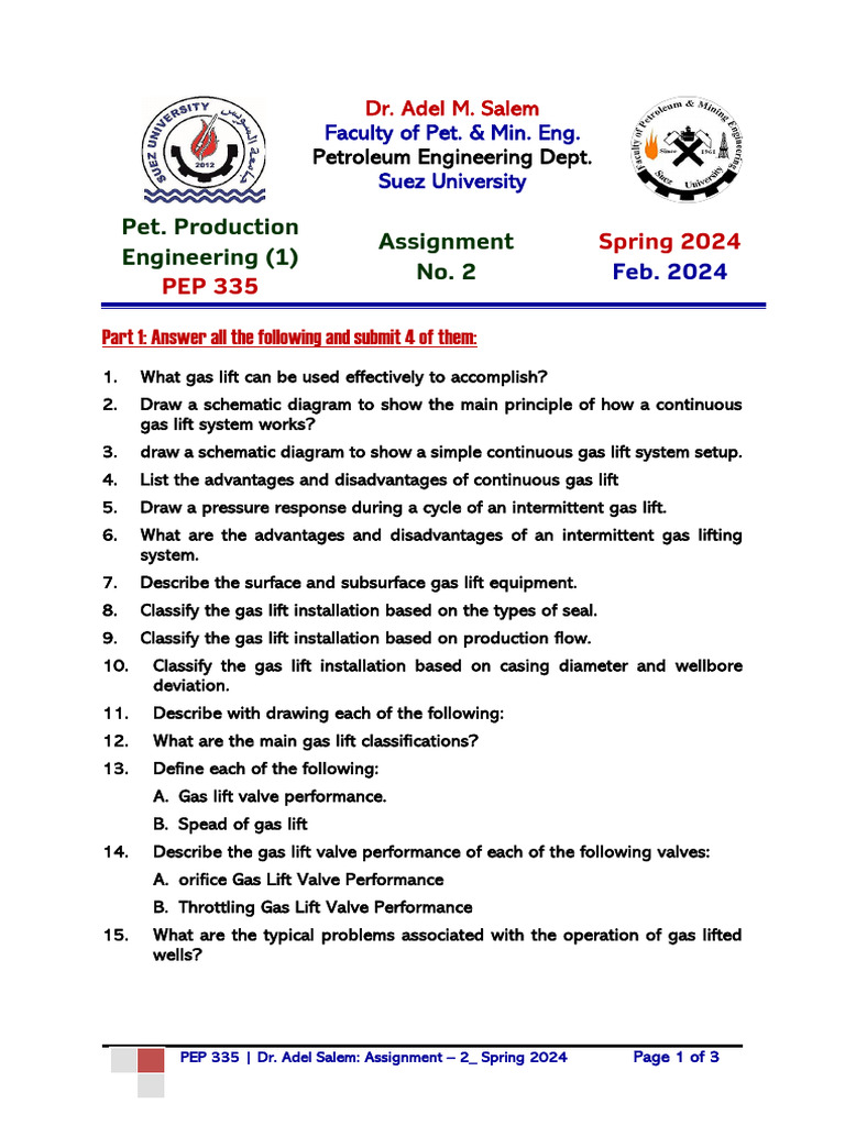 Assignment No. 2 - PEP 335 - Spring 2024 | PDF | Pressure | Gases