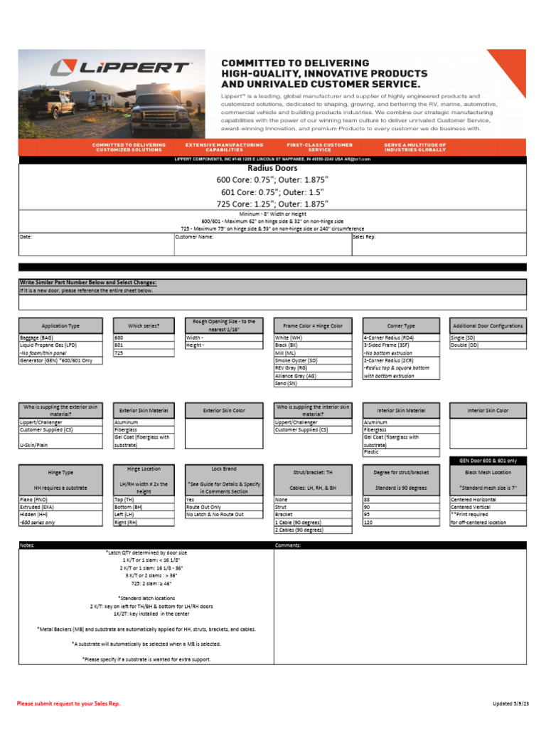 Radius Baggage 600, 601, & 725 Request Form 05.12.23 | PDF | Door | Building Engineering