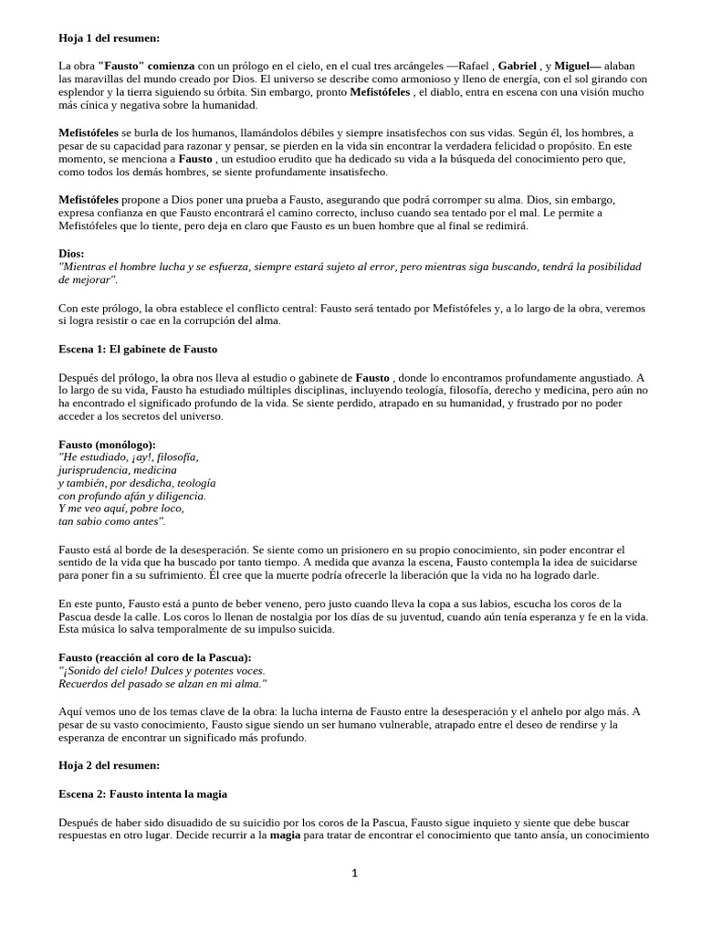 Hoja 1 Del Resumen | PDF | Fausto | Amor