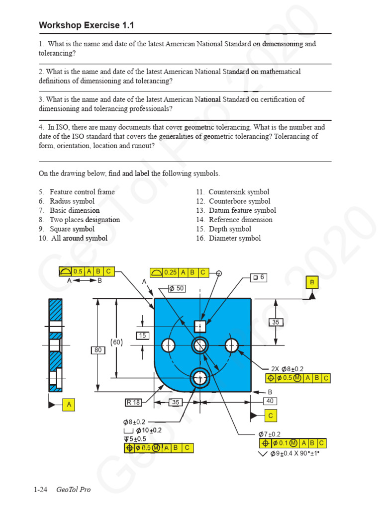GeoTol Pro 2021 Exercises for ASME class | PDF | Geometric Measurement | Technical Drawing