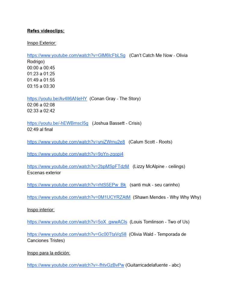 Refes Videoclips Ideas | PDF