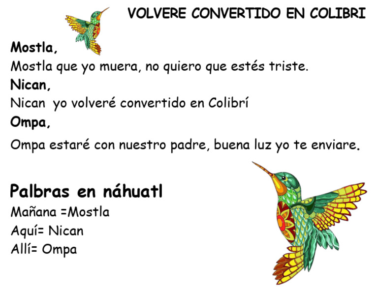 Poema: Volveré como Colibrí | PDF | Arte | Religión y espiritualidad