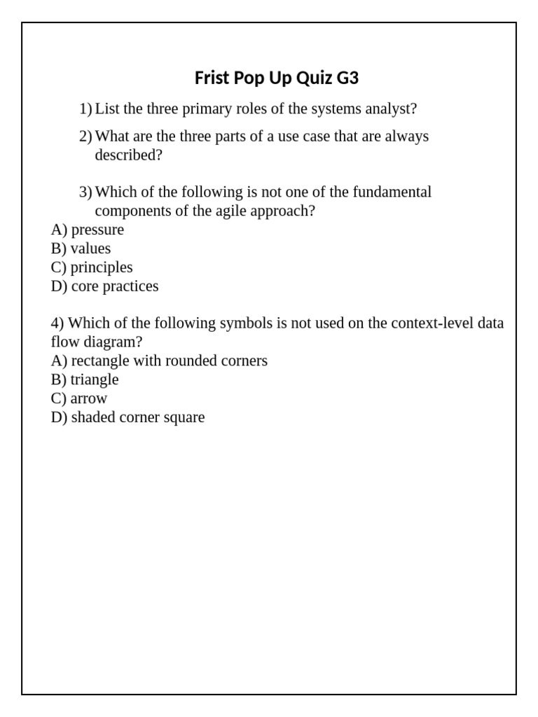 Frist Pop Up Quiz G3 | PDF