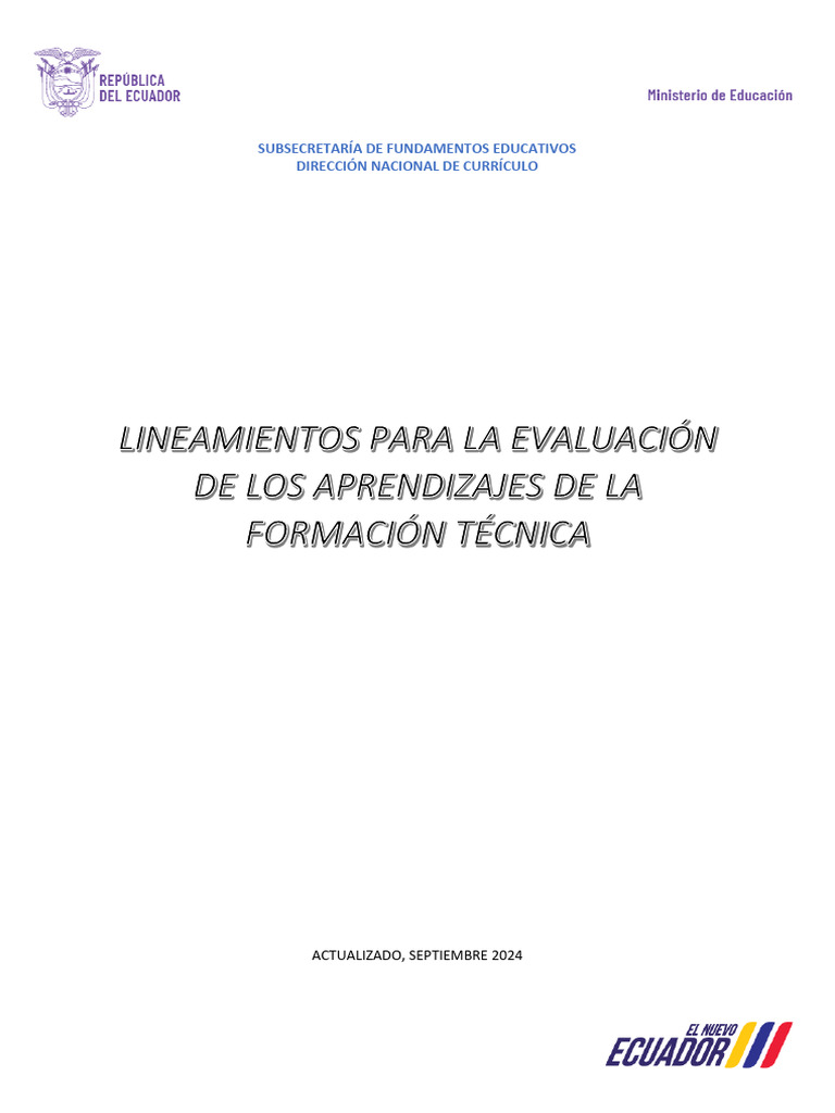 Anexo 11. Lineamiento de Evaluación de Aprendizajes en La Formación Técnica | PDF | Evaluación ...
