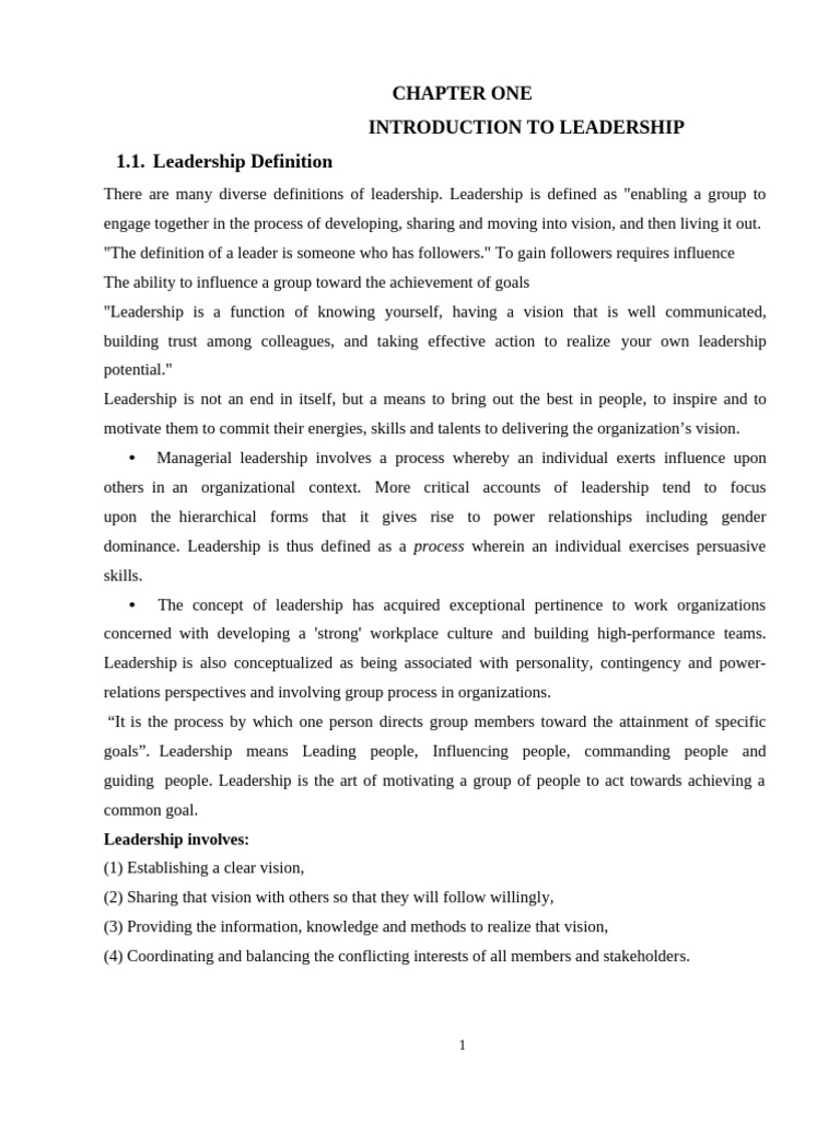 Leadership Chapter 1 | PDF | Leadership | Social Psychology