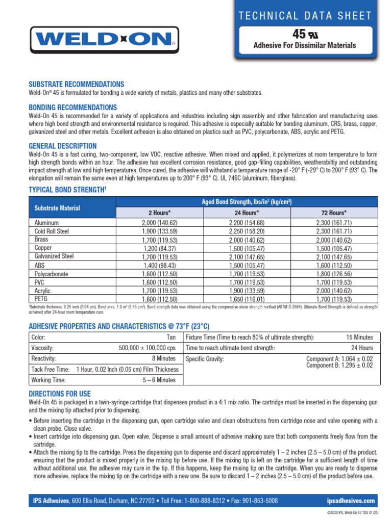 Weld-On 45 Adhesive Overview | PDF | Adhesive | Dangerous Goods
