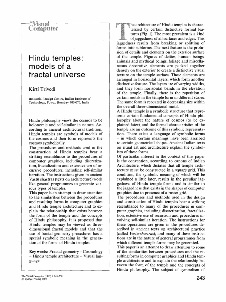 Hindu Temples: Models of A Fractal Universe | PDF | Mandala | Fractal