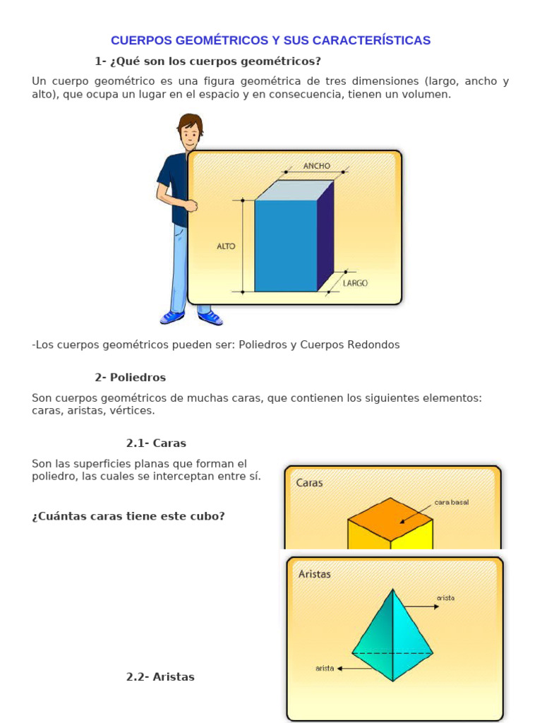 Características de los cuerpos geométricos | PDF | Ciencia y matemáticas