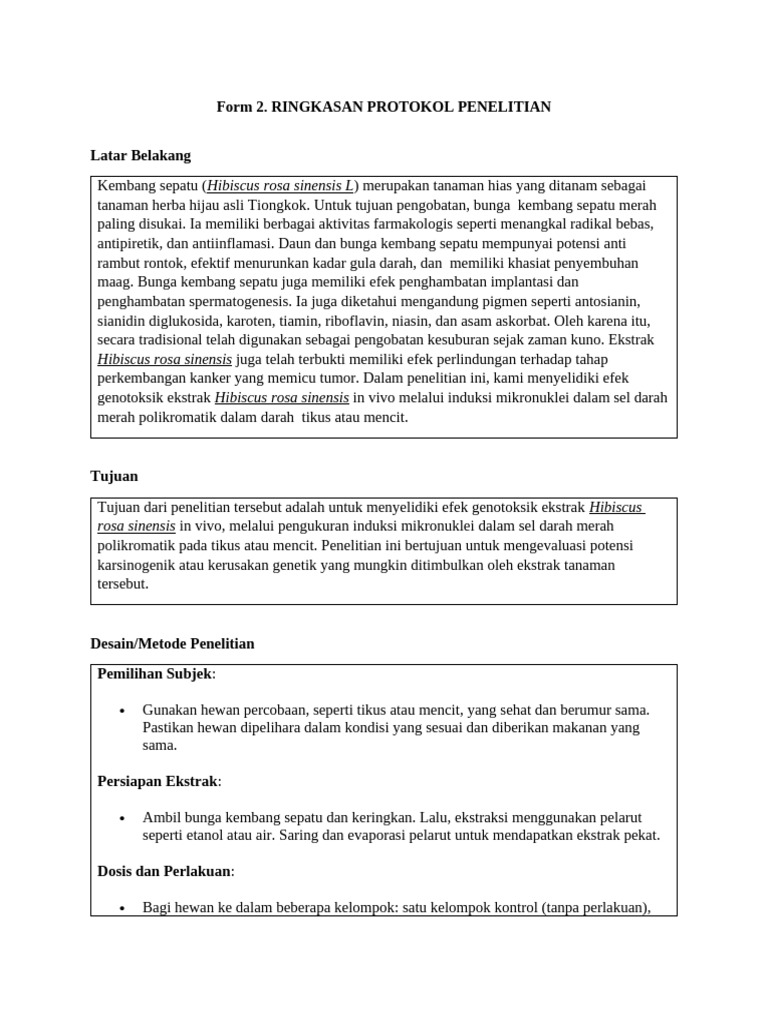 Formulir 2 Ringkasan Protokol | PDF