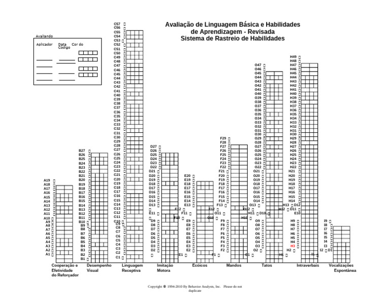 Gráfico de Habilidades - Ablls-R A A I | PDF | Xadrez | Teoria do Xadrez