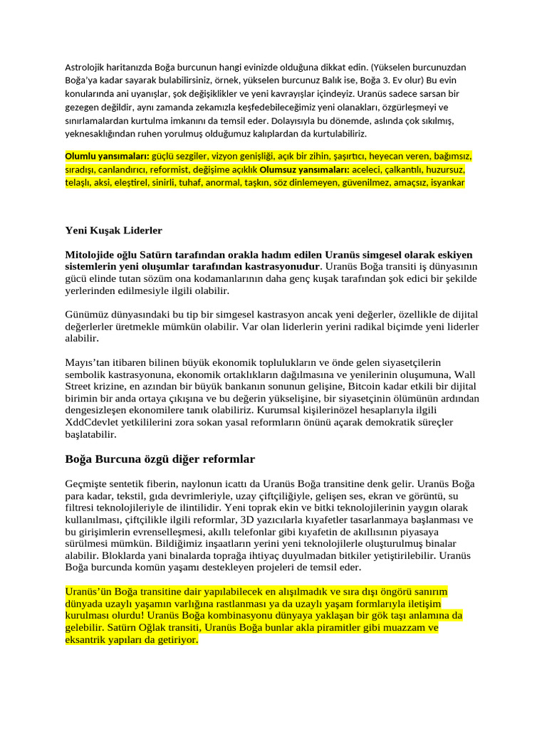Uranüs İsyan Gezegeni-Olumlu Ozellikleri | PDF