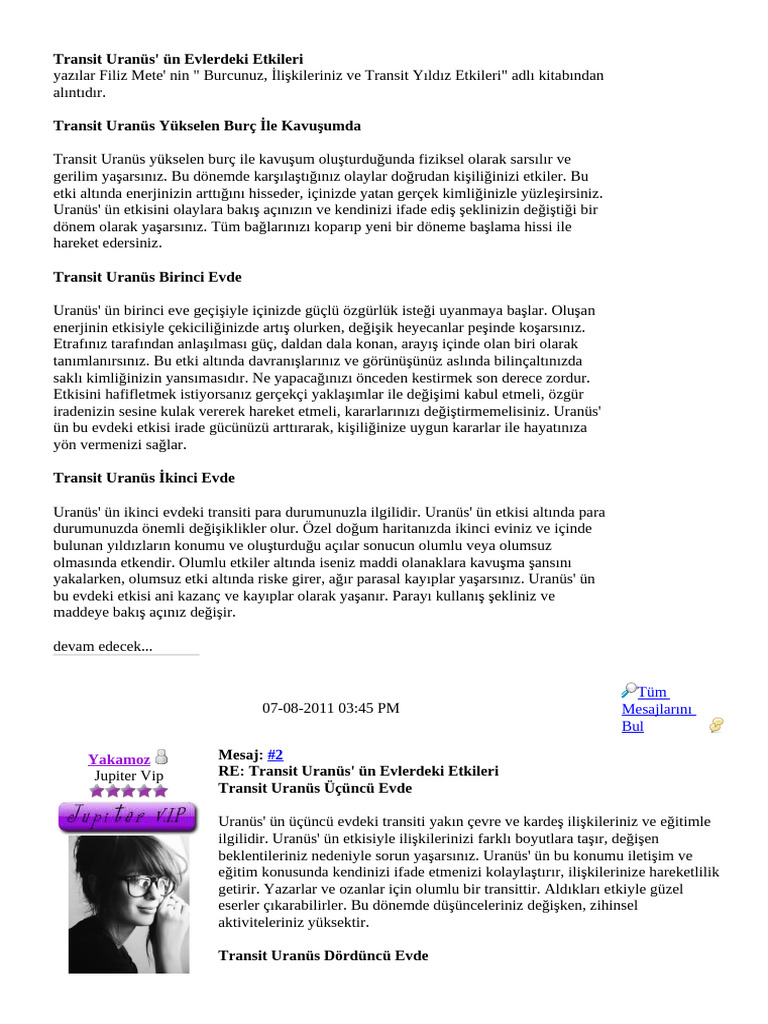 Transit Uranüs EVLERDE | PDF