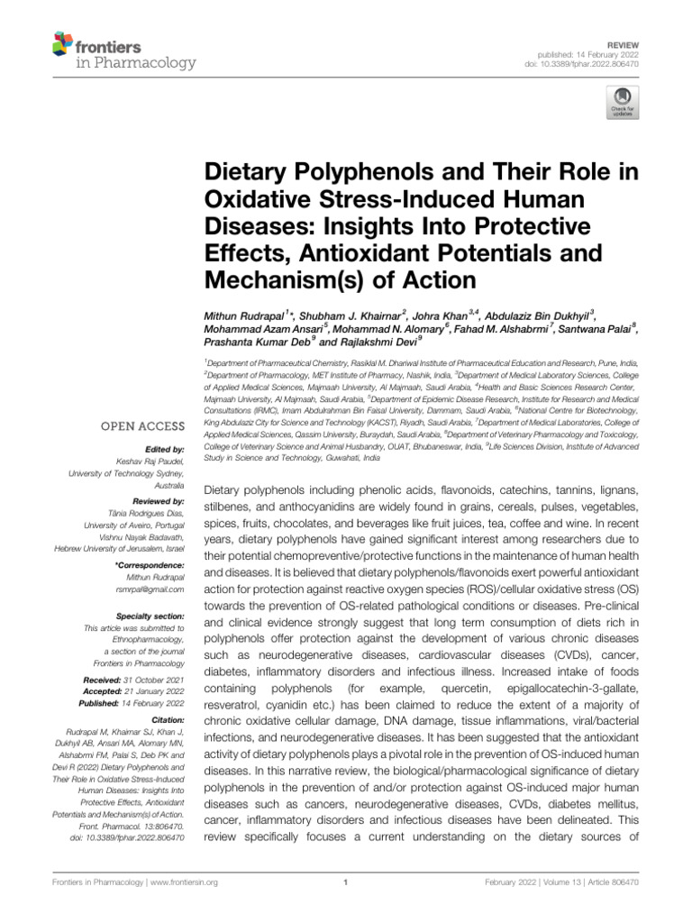 Dietary Polyphenols and Their Role in Oxidative Stress-Induced Human ...