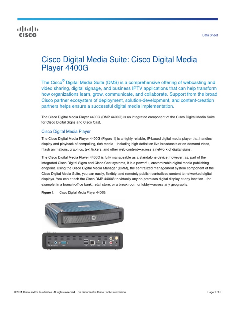 Cisco Digital Media Player 4400 | PDF | Video | Computer Network