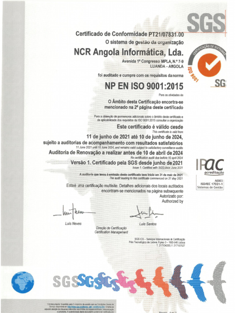 Certificado SGS | PDF