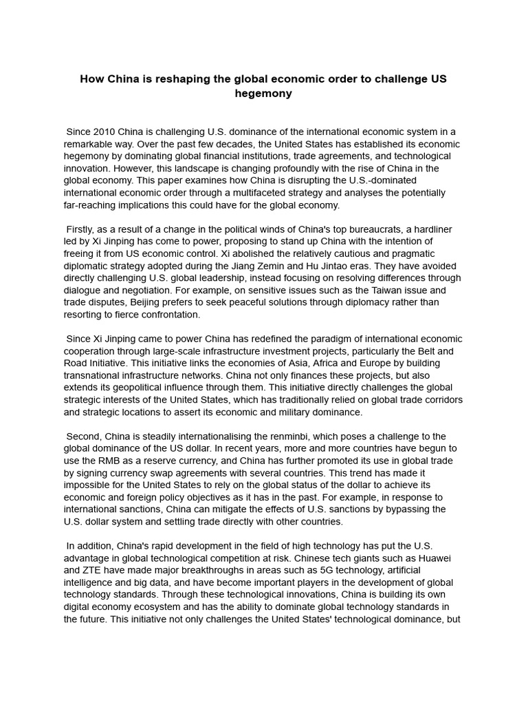 POLITICS 106 Opinion Piece - William Jia | PDF | China | World Politics
