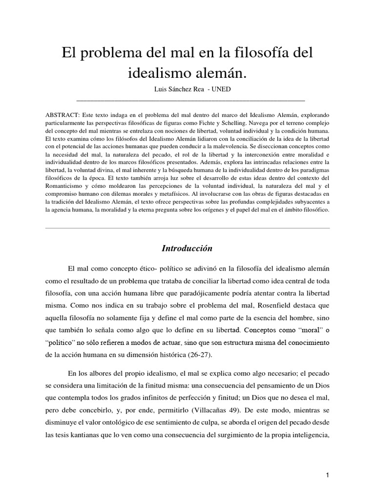 El Problema Del Mal en La Filosofia Del | PDF | Mal | Immanuel Kant