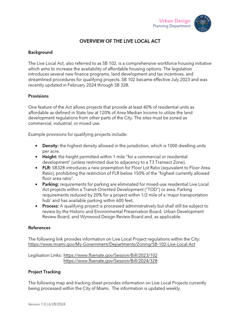 Live Local Update Report 9-18-2024 | PDF | Affordable Housing | Mixed ...