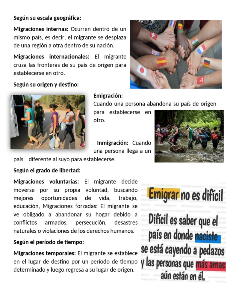 Tipos de Migración y sus Factores | PDF | Migración humana ...