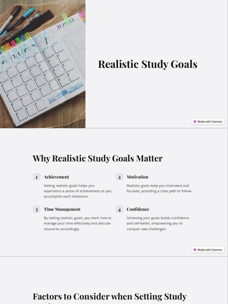 AX Realistic Study Goals | PDF | Goal | Motivational