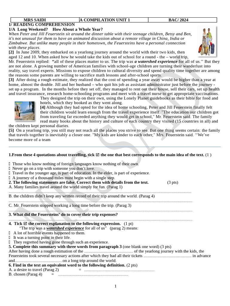 Compilation Bac Unit 1 2024 Vrai | PDF | Language Arts & Discipline