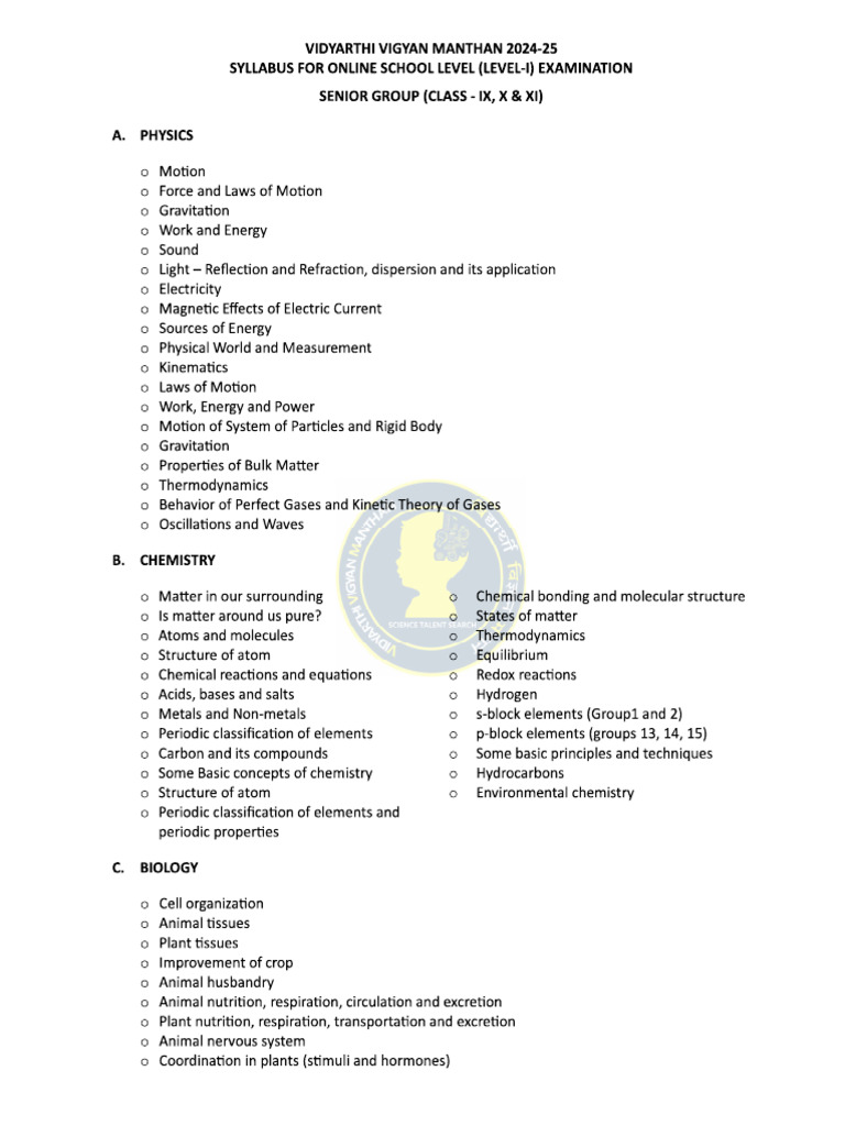 Syllabus, Section B, Senior Group, IX - XI | PDF