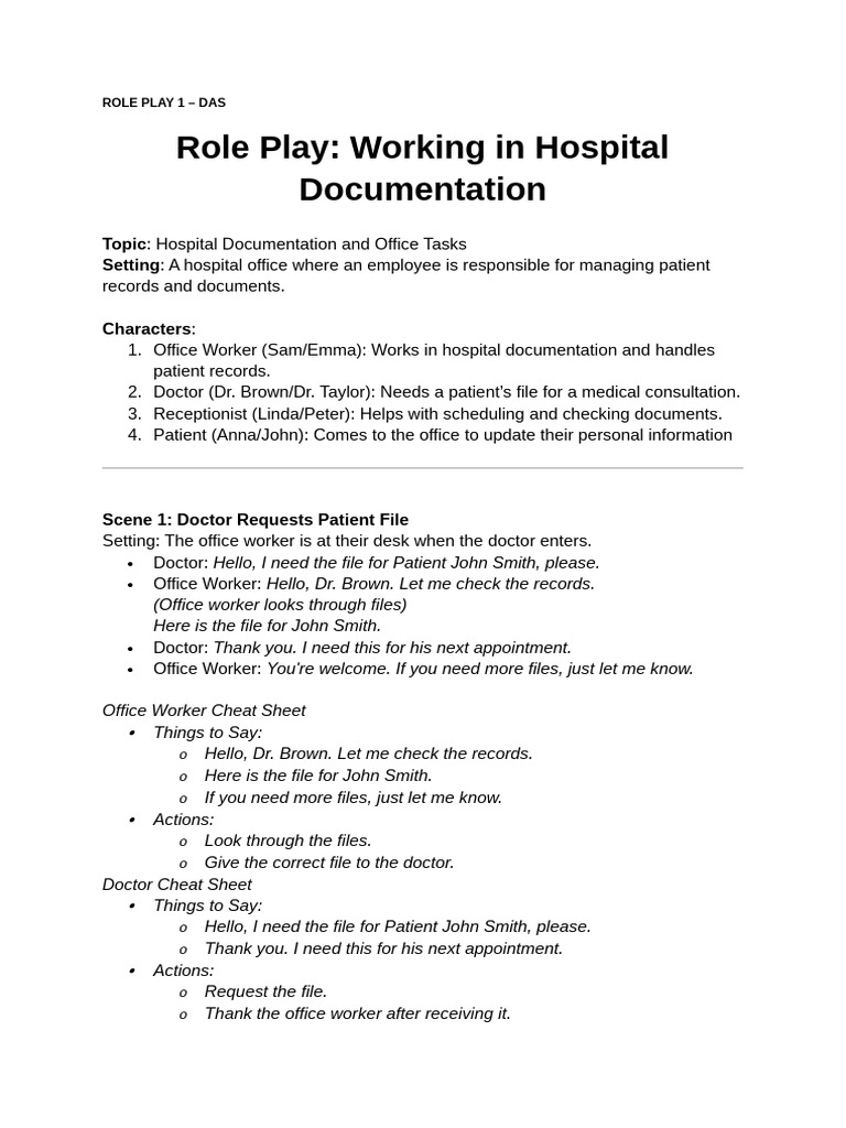 ROLE PLAY 1 DAS INSTRUCTIONS | PDF | Information | Cognition