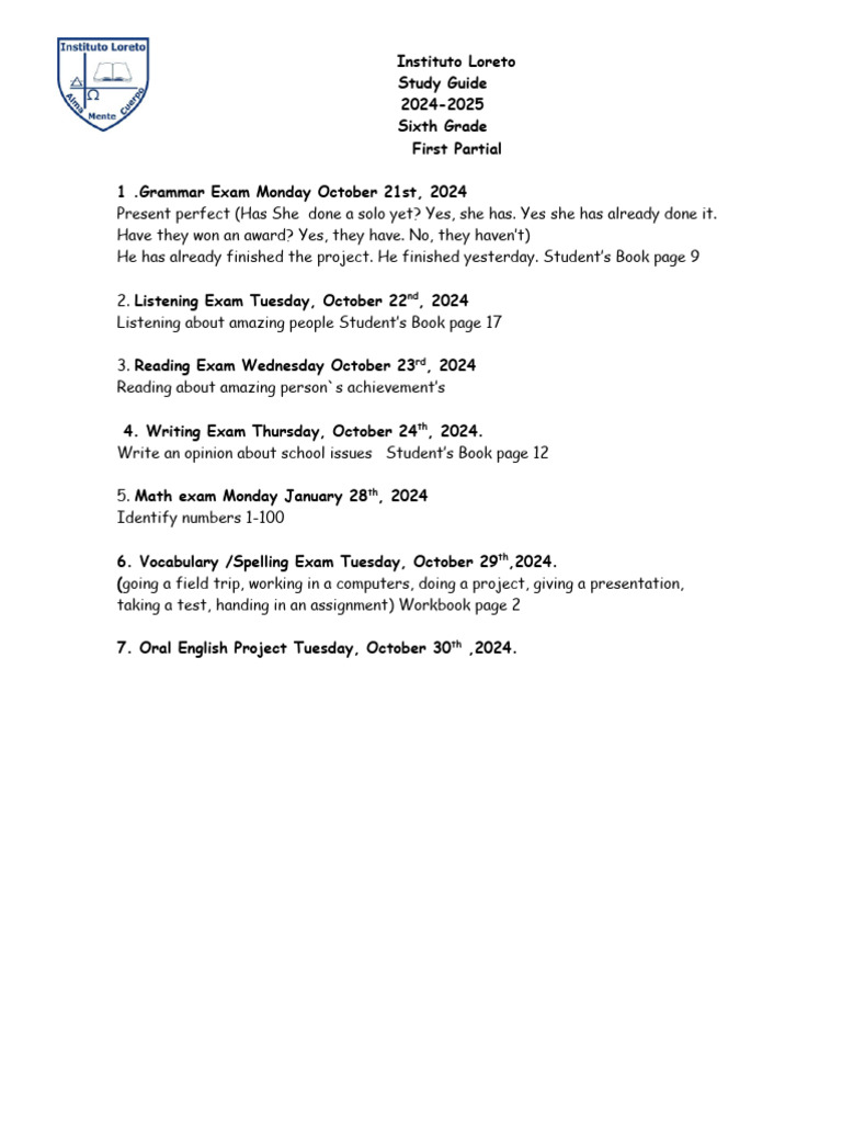 Study guide sixth guide 1p | PDF