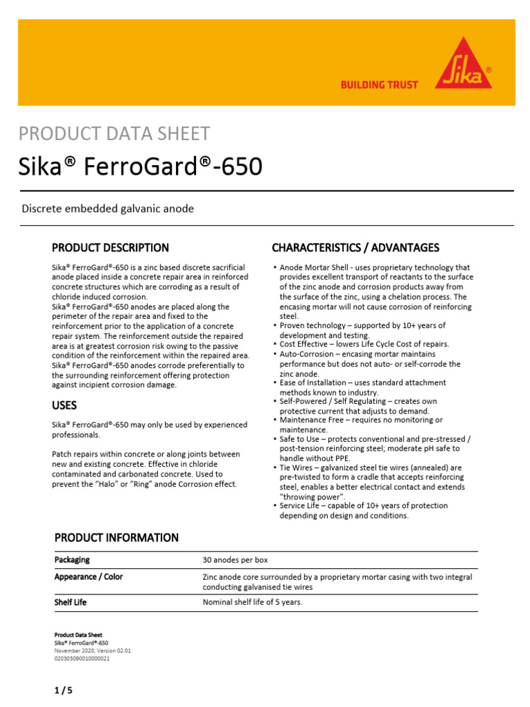 sika_ferrogard_-650 | PDF | Corrosion | Concrete