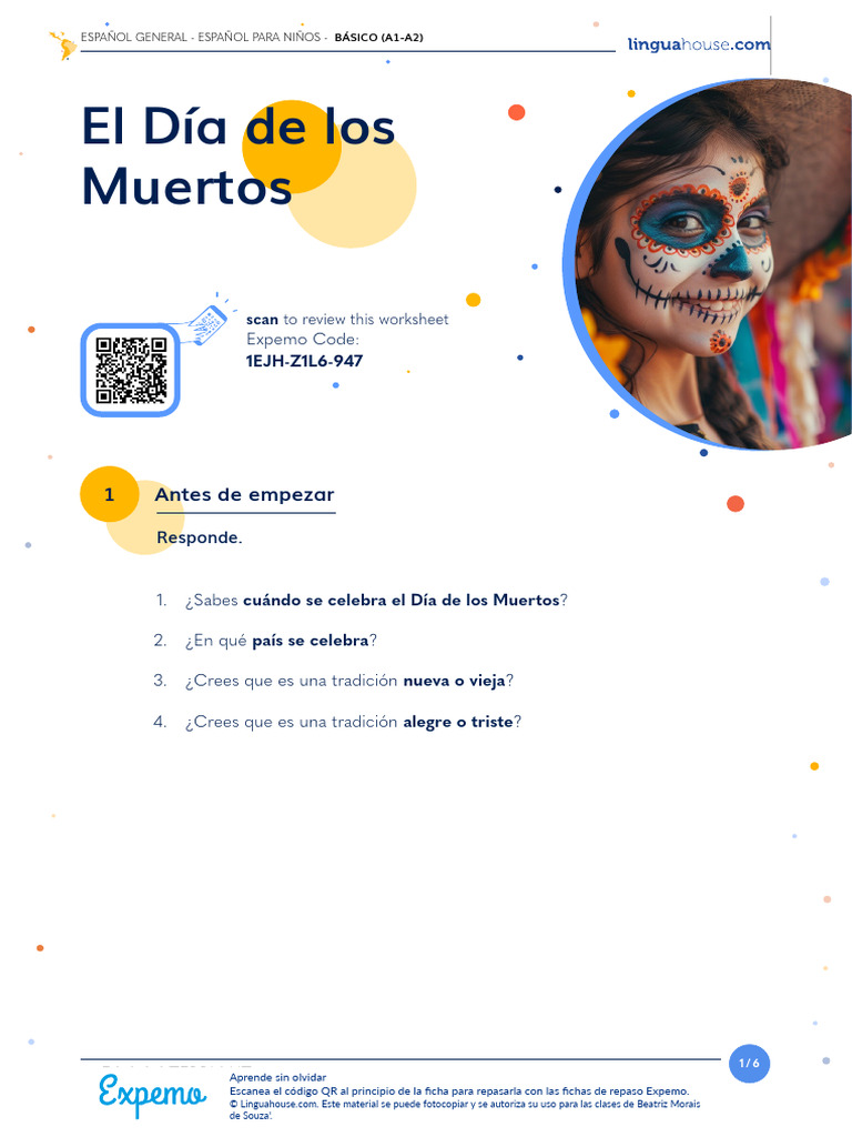 El Día de los Muertos para Niños | PDF | Estudios de idiomas extranjeros
