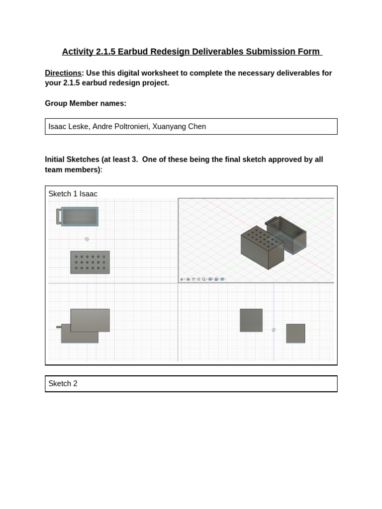 Earbud Redesign Project Submission Form | PDF | Games & Activities | Art