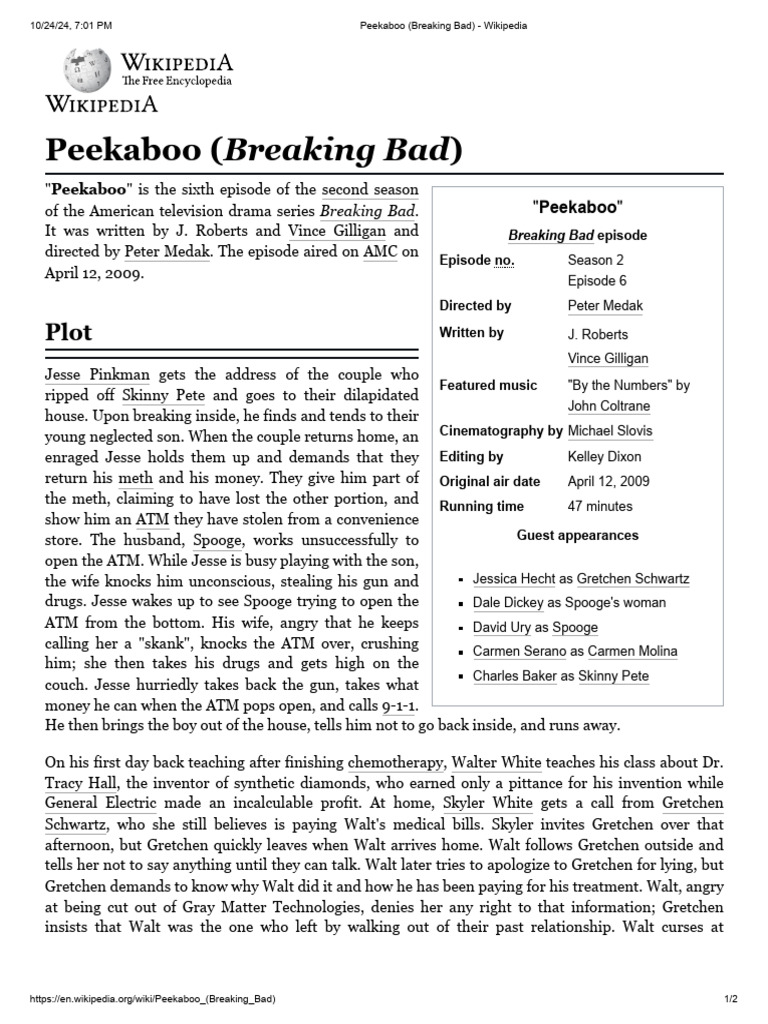 Peekaboo (Breaking Bad) - Wikipedia | PDF | Television Series About ...