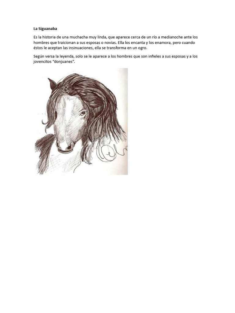 Leyenda de la Siguanaba: Mito y Dibujo | PDF